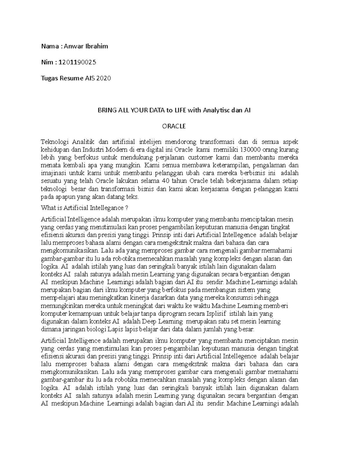 Resume AIS2020 12011 90025 Anwar Ibrahim - Nama : Anwar Ibrahim Nim ...