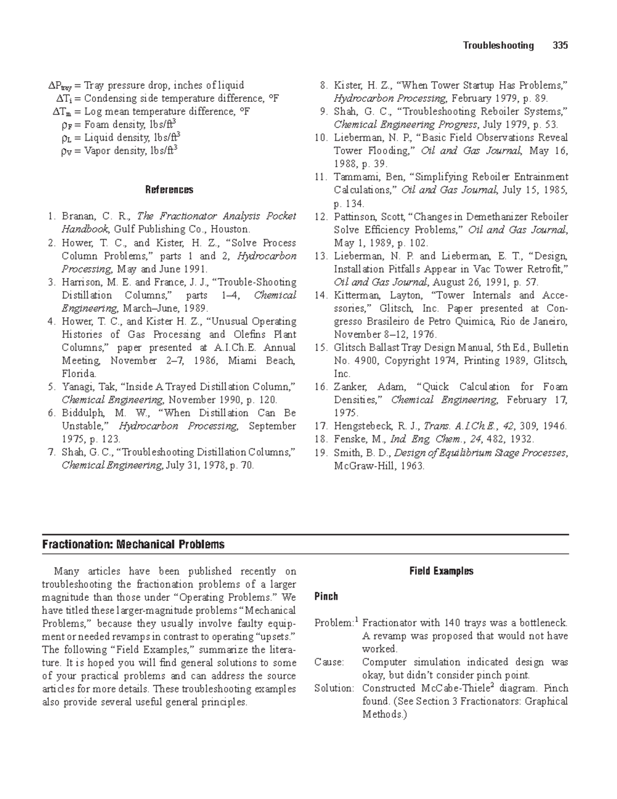 Rules of Thumb for Chemical Engineers 116 - Troubleshooting 335 Kister ...
