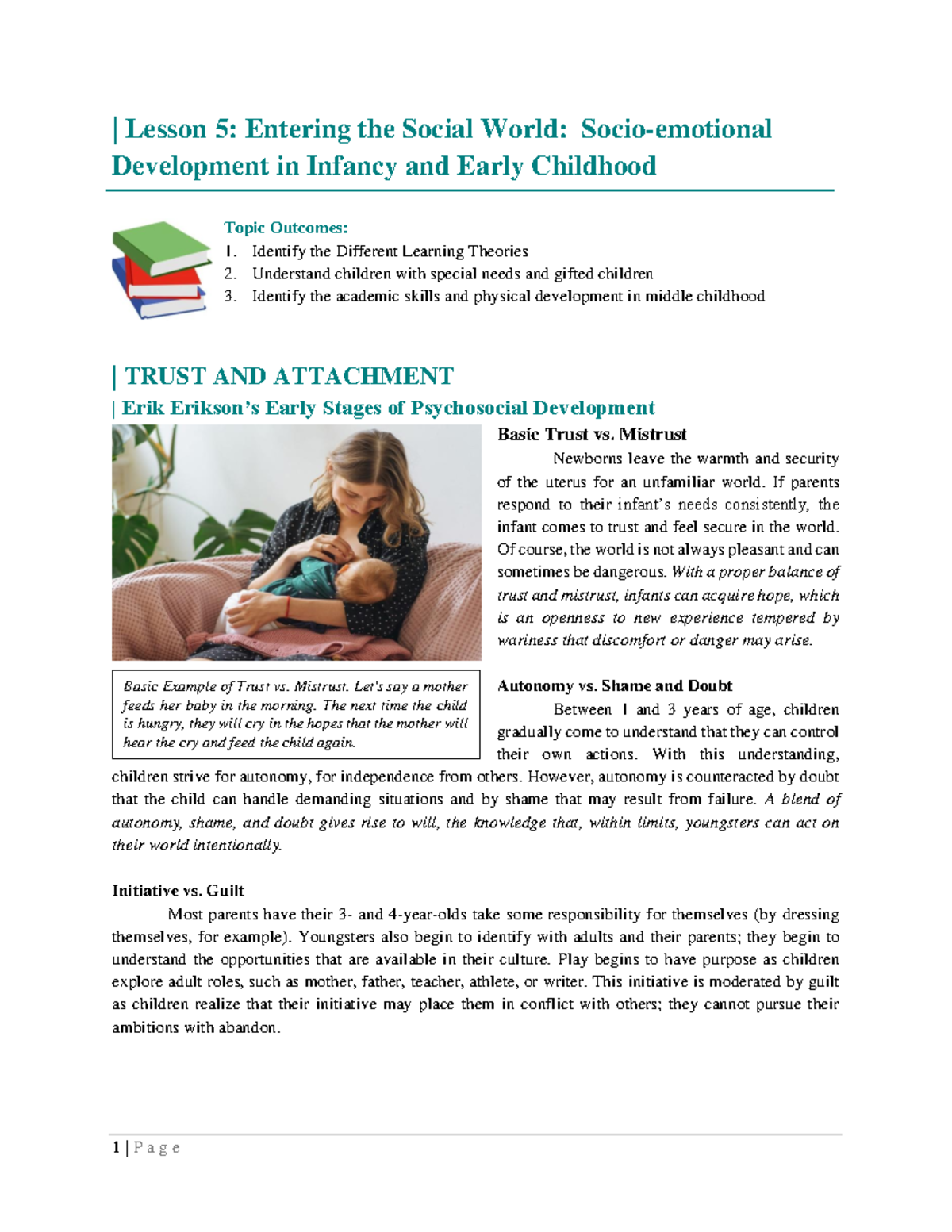 Lesson 5 Entering the Social World - | Lesson 5: Entering the Social ...