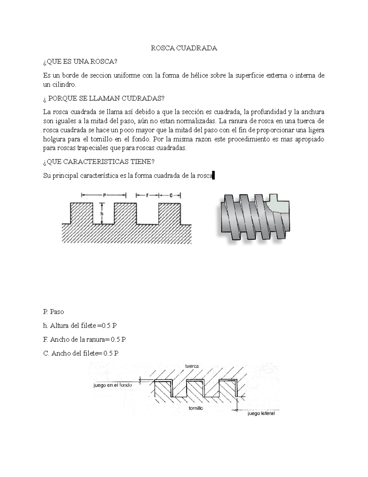 306077912- Rosca- Cuadrada - ROSCA CUADRADA ¿QUE ES UNA ROSCA? Es un ...