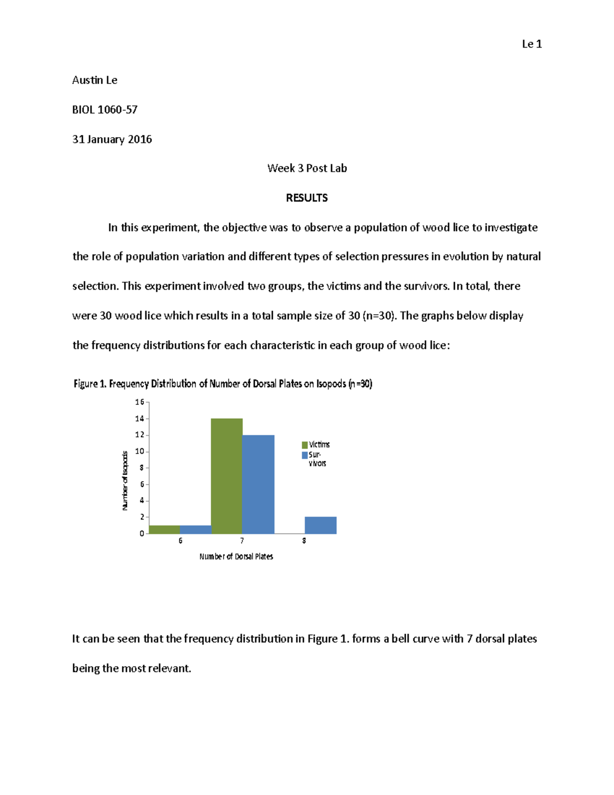 Week 3 Isopods Post Lab - Austin Le BIOL 1060- 31 January 2016 Week 3 ...