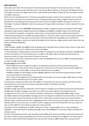 Cheat Sheet - 1 Analytics Descriptive Analytics: WHAT happened ...