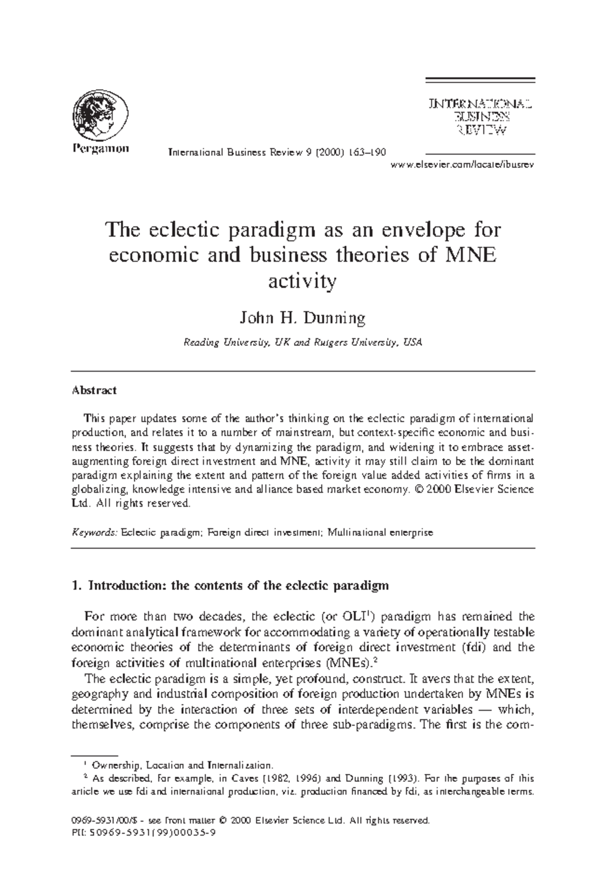 Motives for Internationalization Dunning - International Business ...