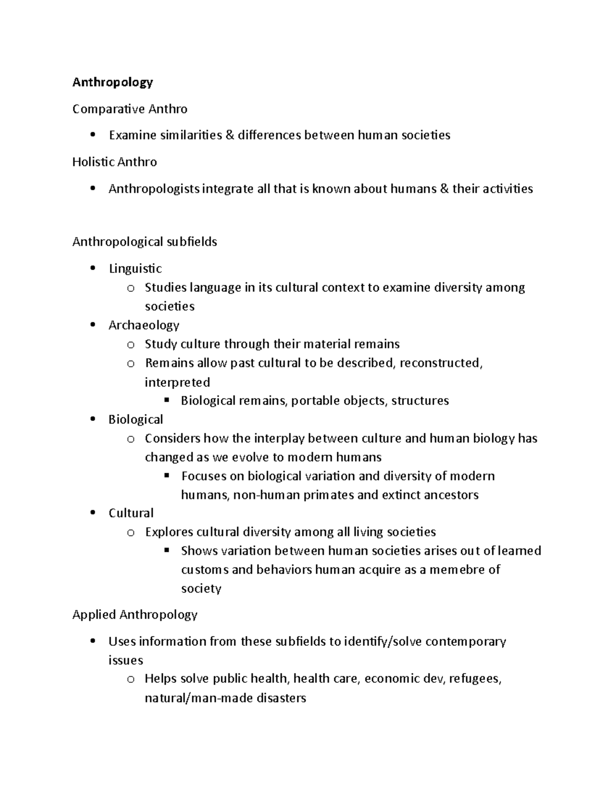 Study Guide 1 - ANTH 1001 - Studocu