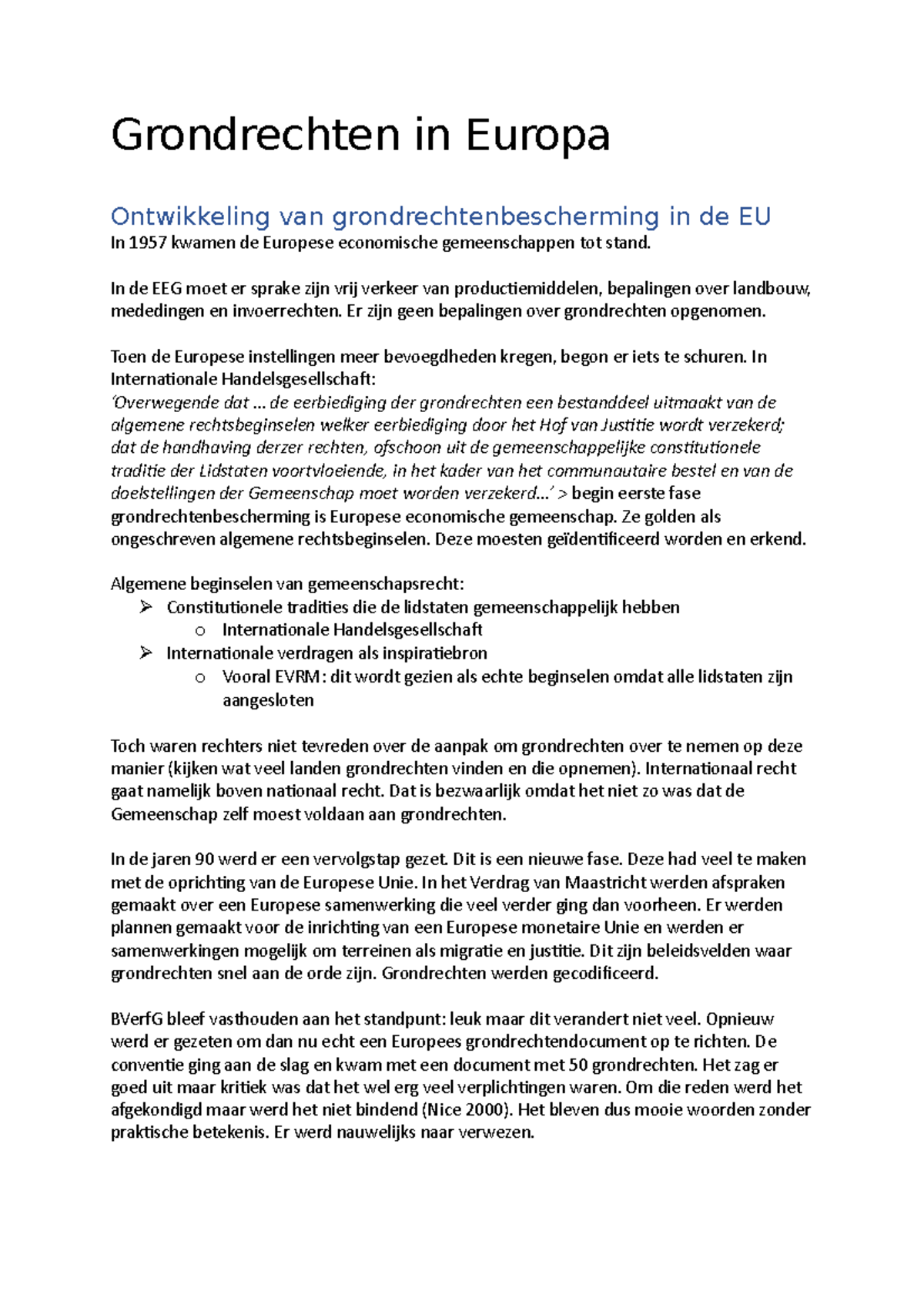 GE HC 3 - Lecture notes 3 - Grondrechten in Europa Ontwikkeling van ...