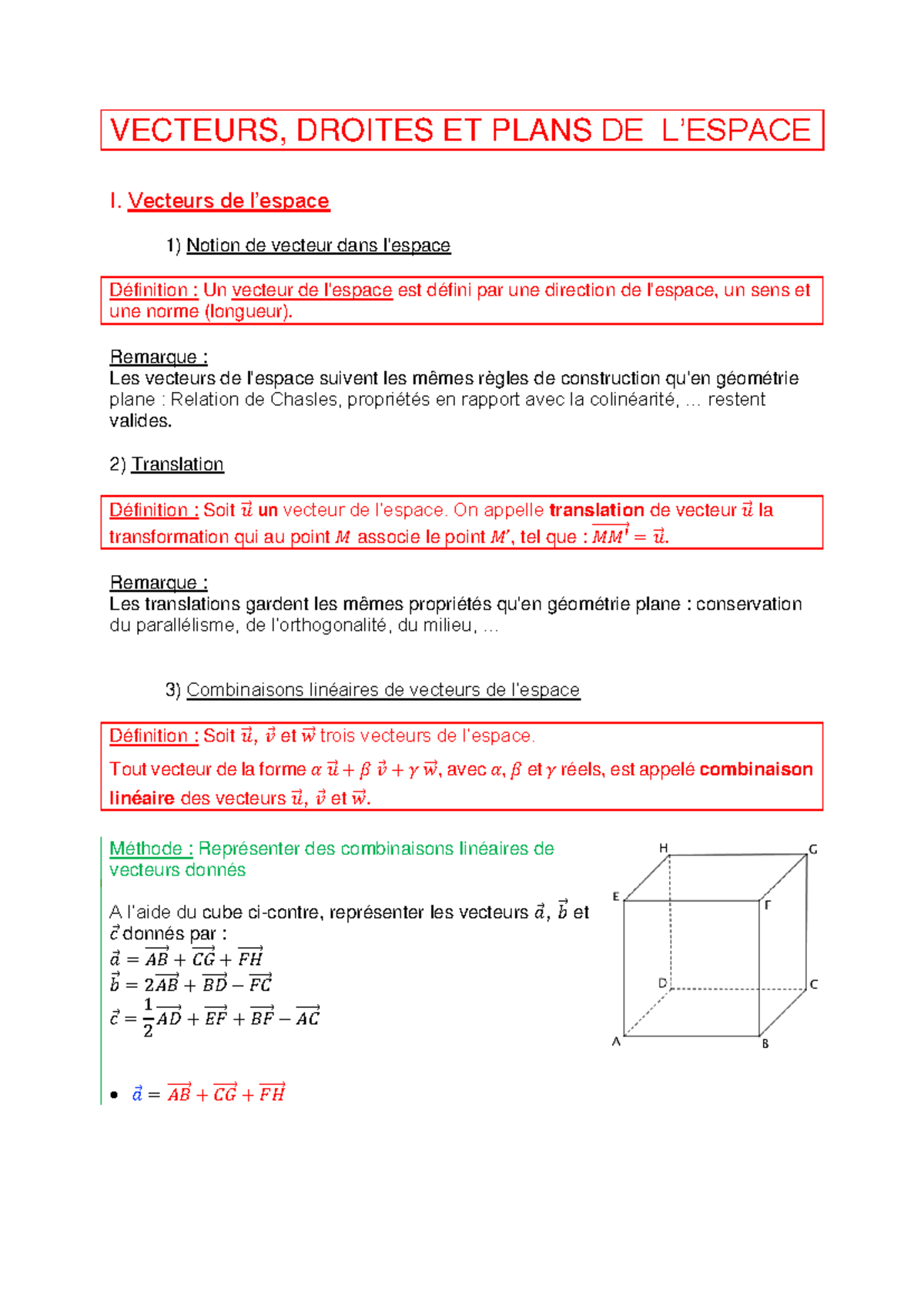 Vecteurs^J droites et plans de l'espace - VECTEURS, DROITES ET PLANS DE ...