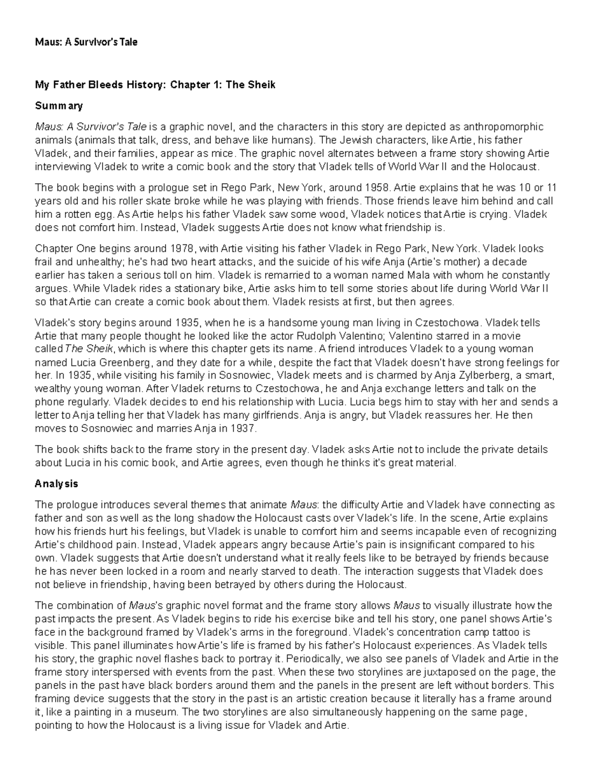 Maus Summary - Maus: A Survivor's Tale My Father Bleeds History ...