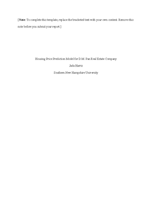 MAT 240 Module Two Assignment Template - Selling Price and Area ...