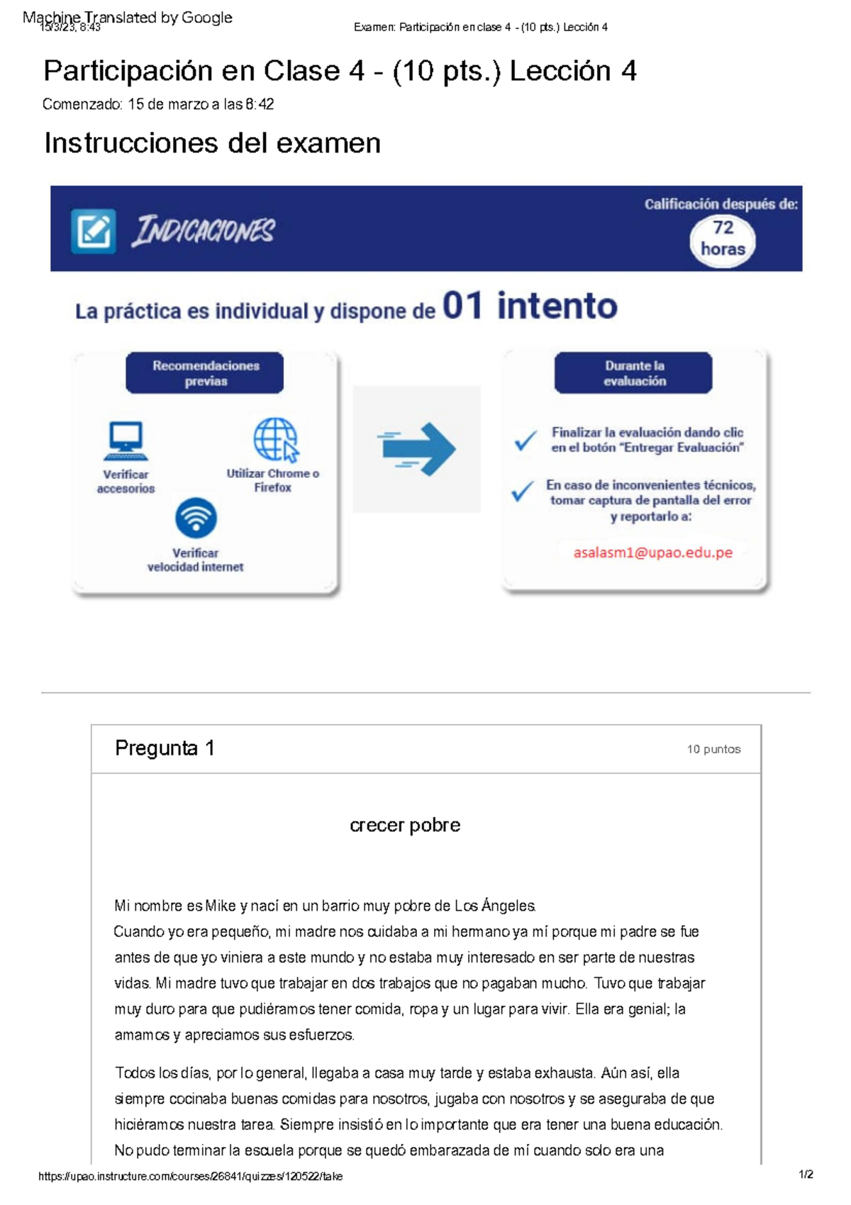Examen Class Participation 4 - (10 pts.) Lesson 4 - Participación en Clase 4 (10 pts.) Lección 4 ...