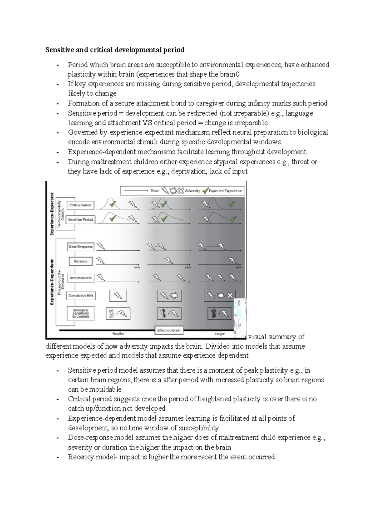 Biological explanations (W3) - Sensitive and critical developmental ...
