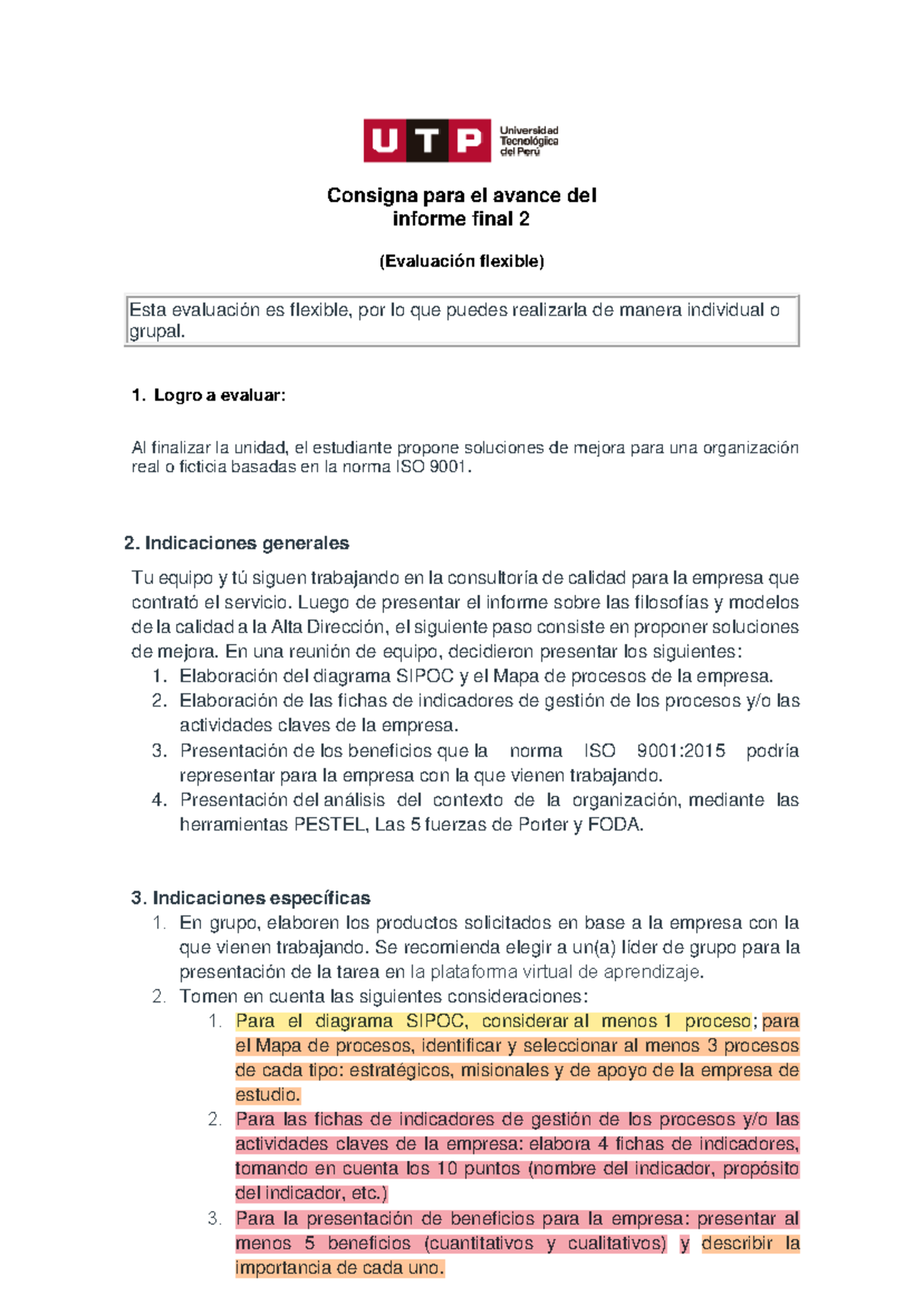 Semana+10 Indic - Consigna para el avance del informe final 2 (Evaluación flexible) Esta ...