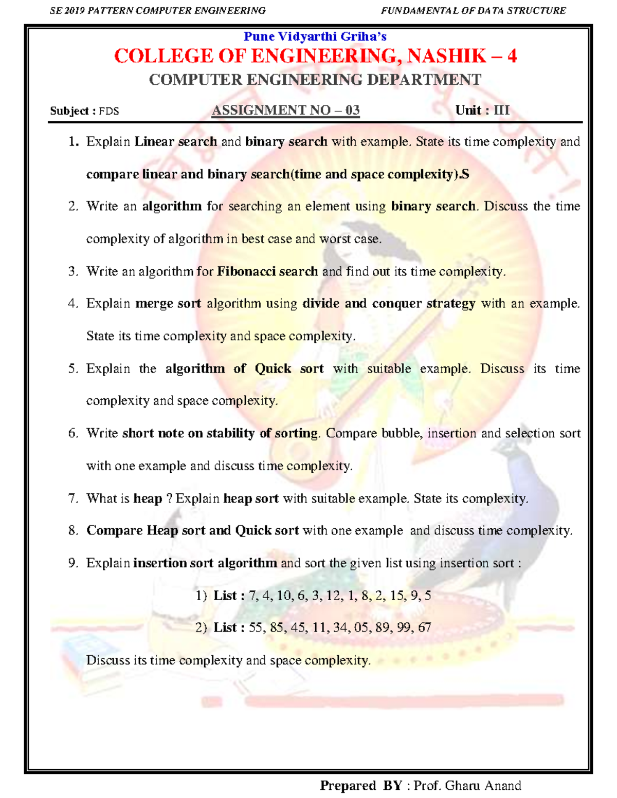Fds-assignment-3 - notes and assignments - SE 2019 PATTERN COMPUTER ...