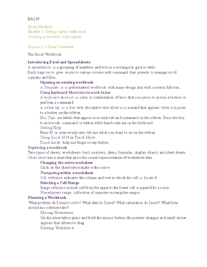 BA 230 Module 3,4 study guide copy - BA Excel Modules Module 3 ...