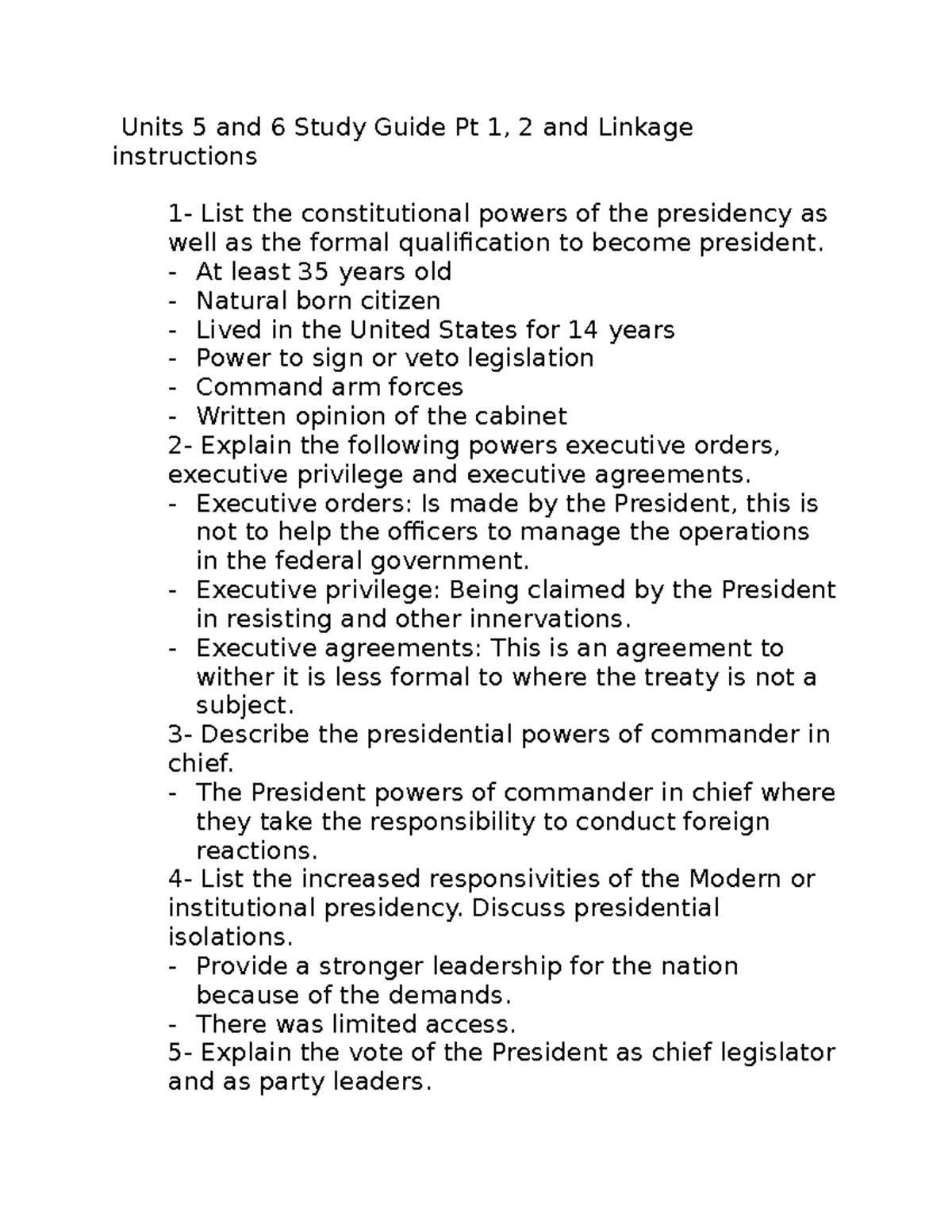 Units 5 and 6 Study Guide Pt 1 - Units 5 and 6 Study Guide Pt 1, 2 and ...