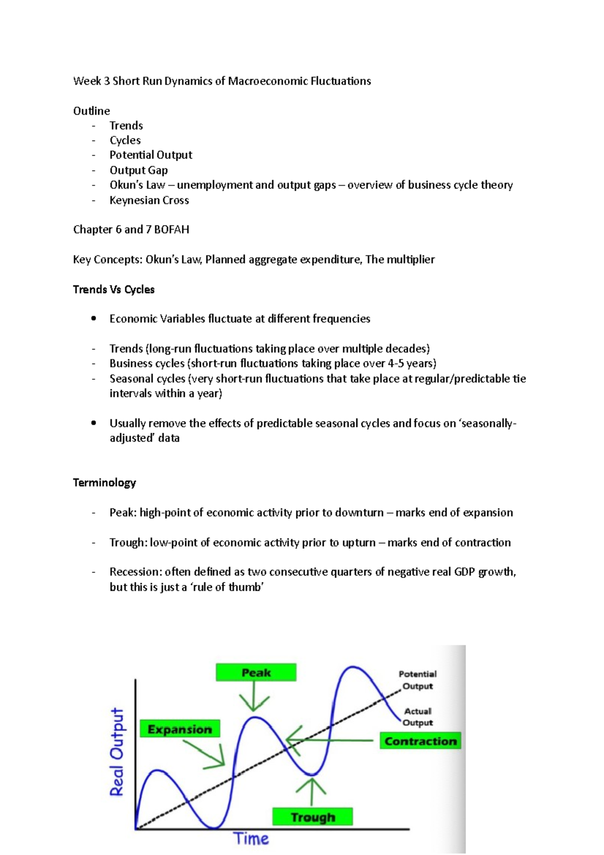 Week 3 Short Run Dynamics of Macroeconomic Fluctuations - Week 3 Short ...