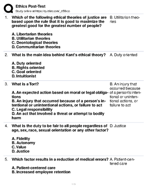 Ethics EXAM 1 Review v AL - Ethics Test 1 – Focused Review Chapter 1 1 ...