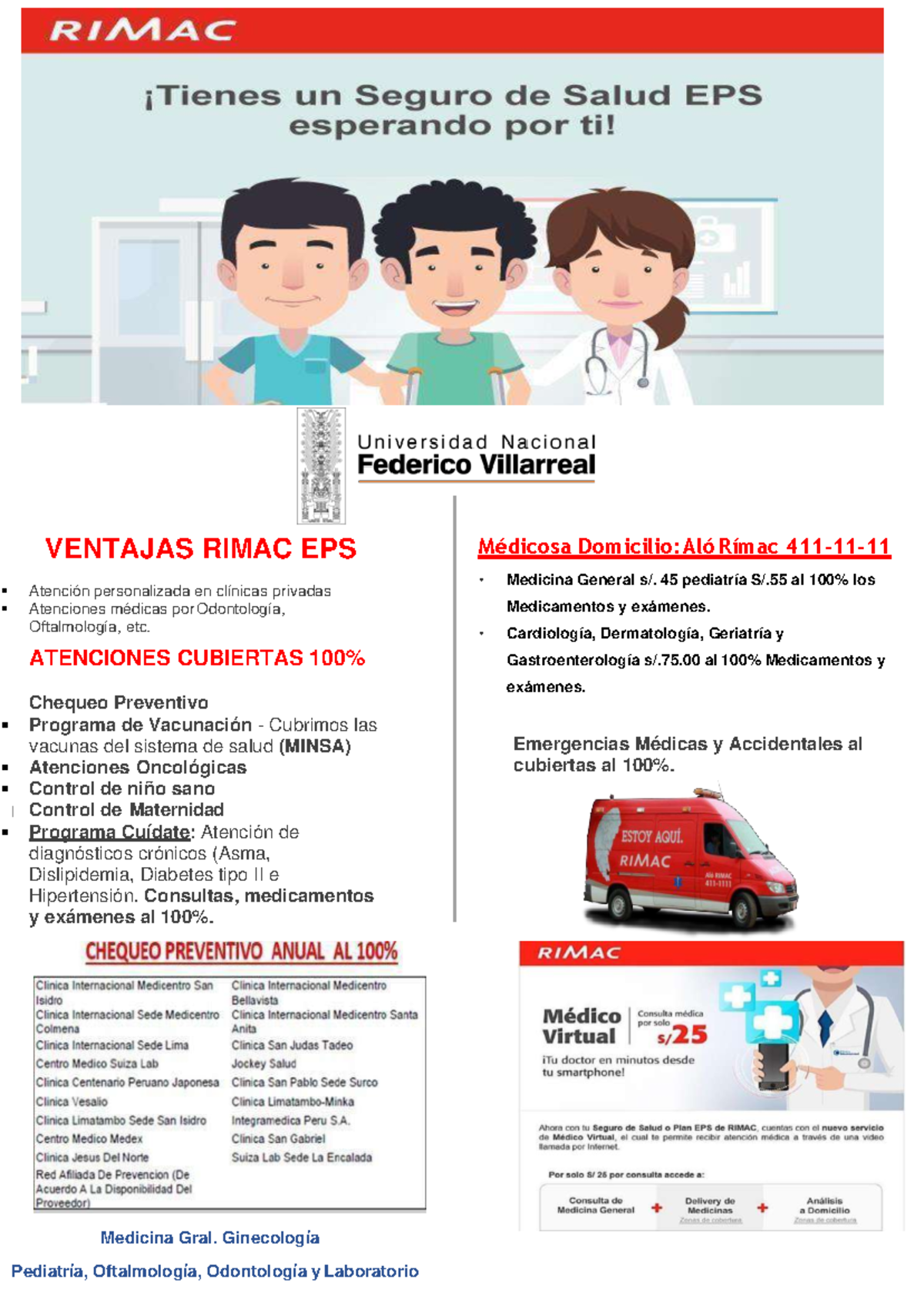 Planes EPS 2019 - Descripcion - VENTAJAS RIMAC EPS Atención personalizada en clínicas privadas ...