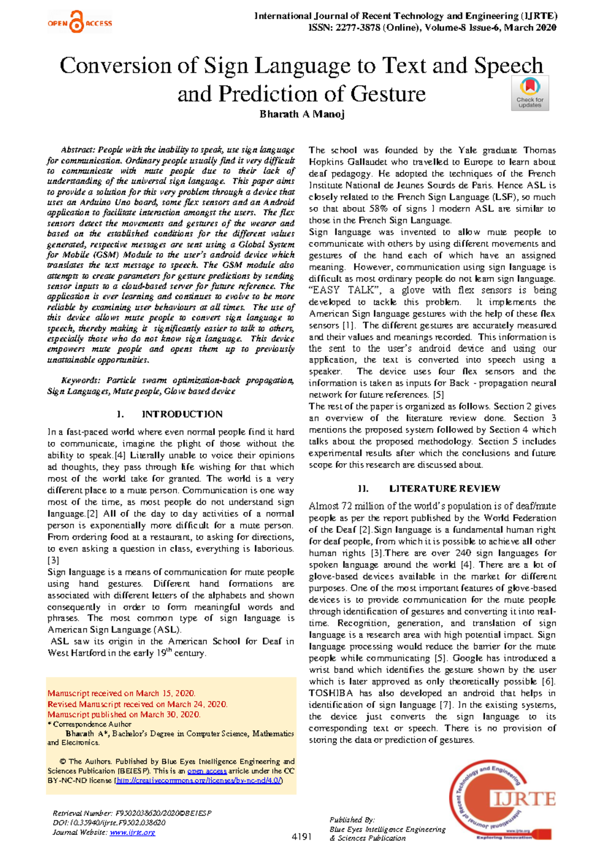 Conversion of Sign Language to Text and Speech and - International ...