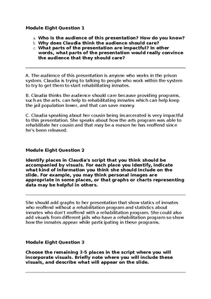 Module 5 short responses - Module Five Question 1 a. Was this TED Talk ...