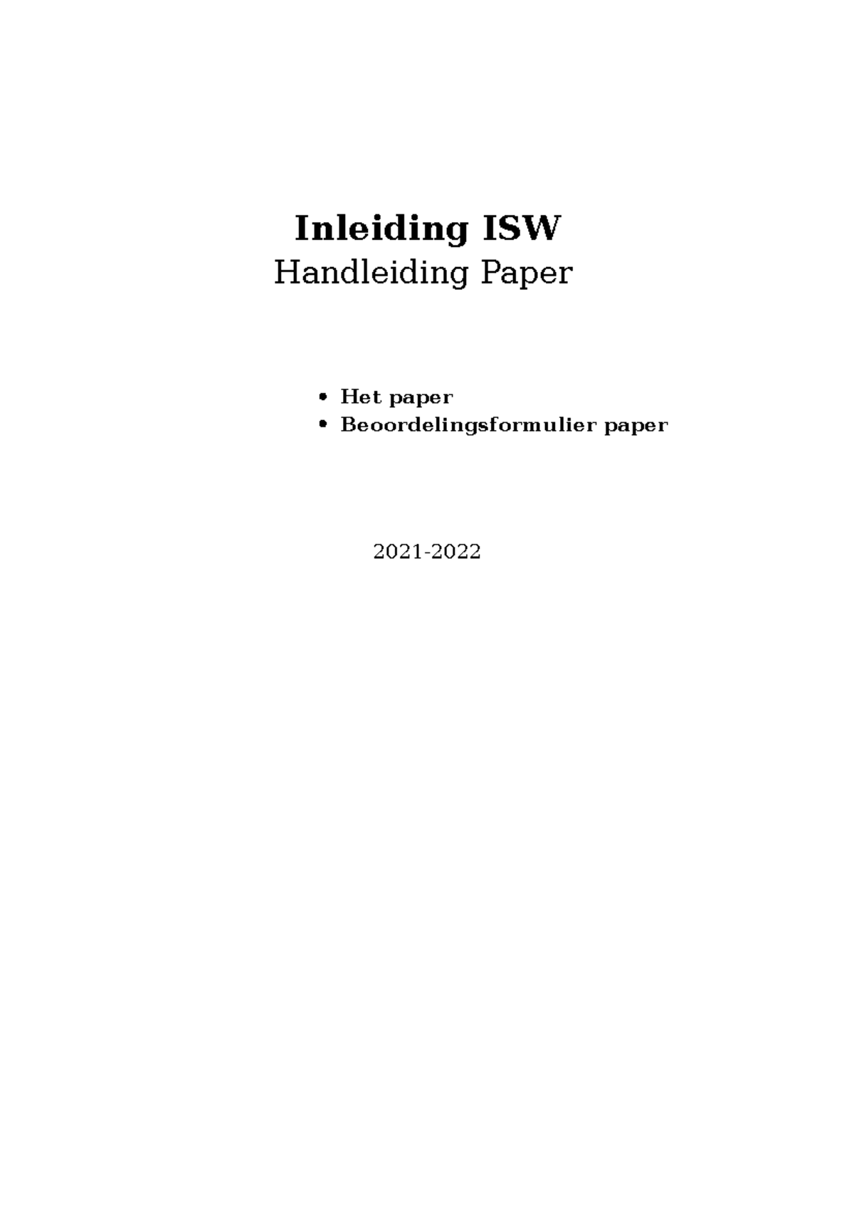 Paper - Handleiding Opdracht en Rubric V2 - Inleiding ISW Handleiding ...