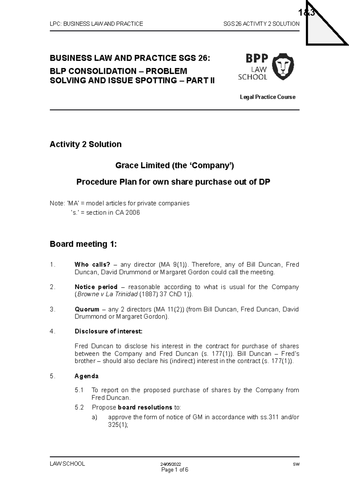 26 more resources - Matt Roden - LPC: BUSINESS LAW AND PRACTICE SGS 26 ...