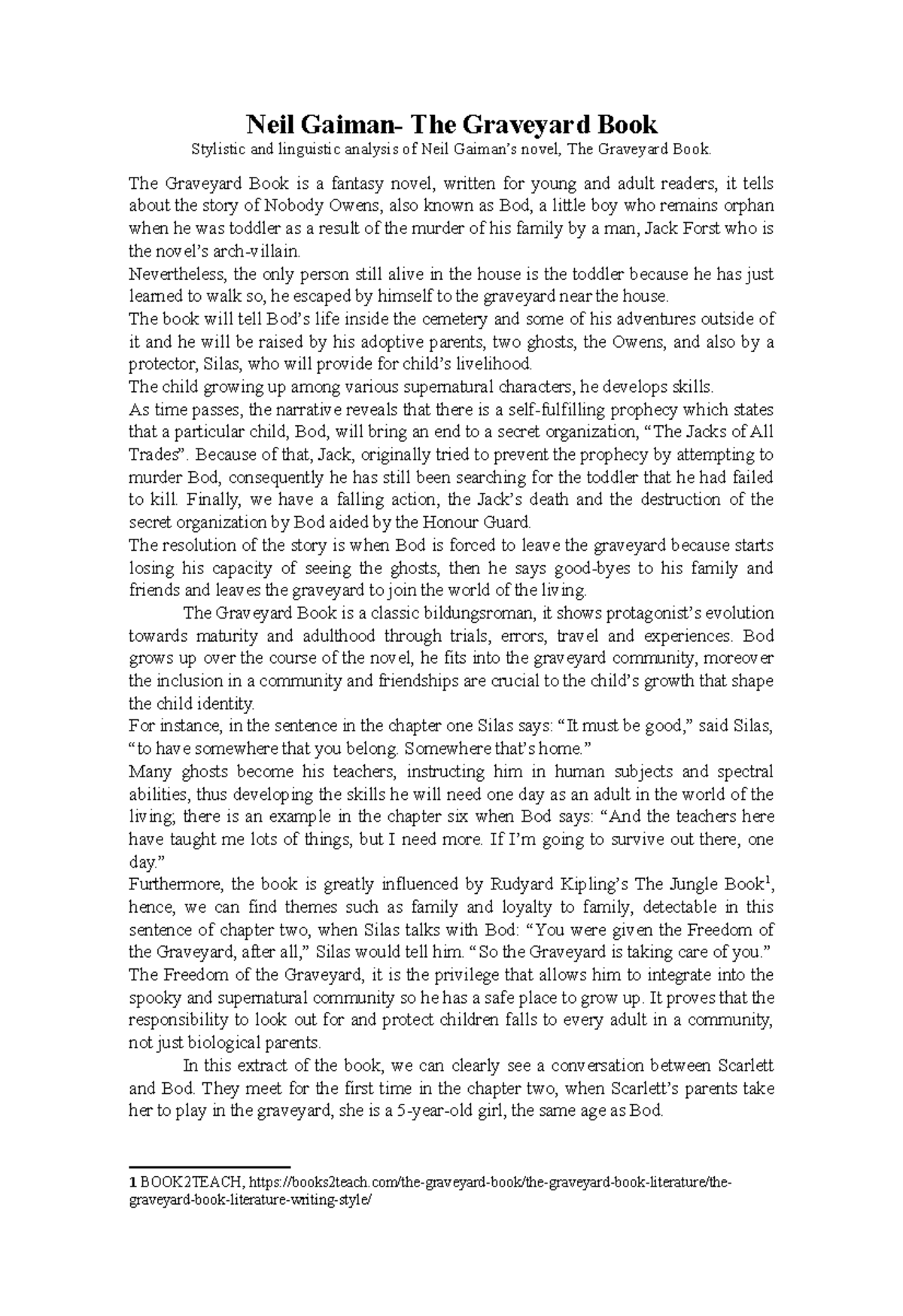 3 - Gaiman - Graveyard BOOK- ANALYSIS - Neil Gaiman- The Graveyard Book ...