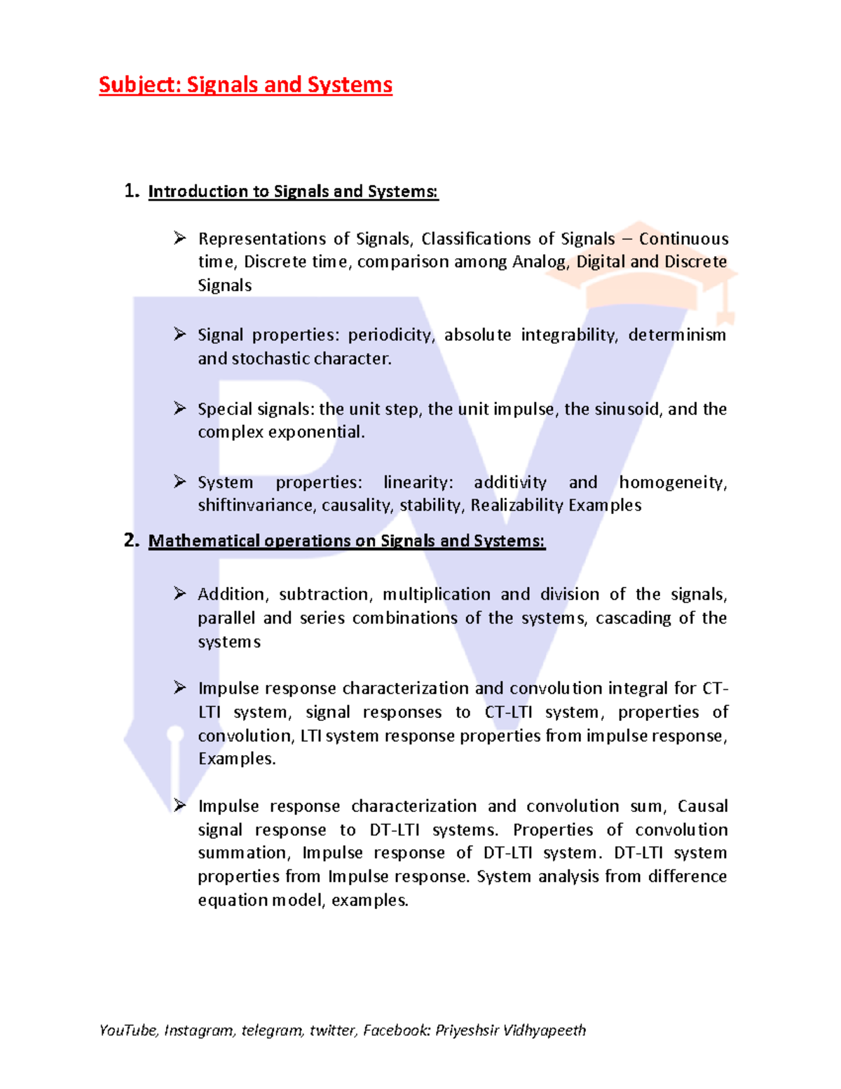 Signals and system important topics - YouTube, Instagram, telegram ...
