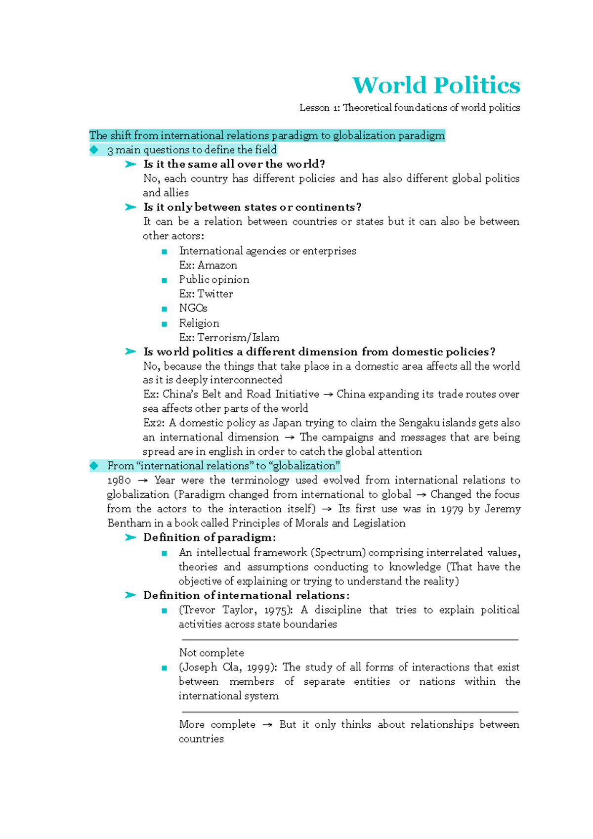 World Politics 1 - Documentos de Google - World Politics Lesson 1 ...