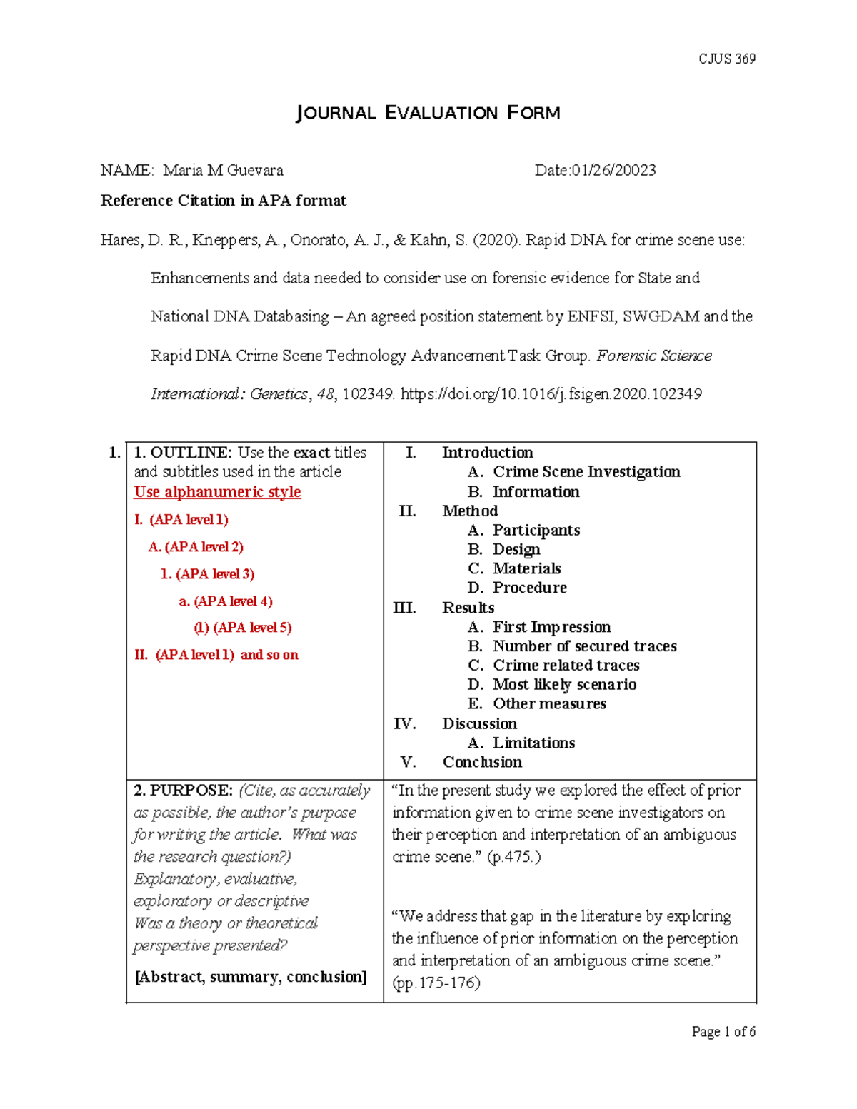 Journal Evaluation 1 Maria Guevara - JOURNAL EVALUATION FORM NAME ...
