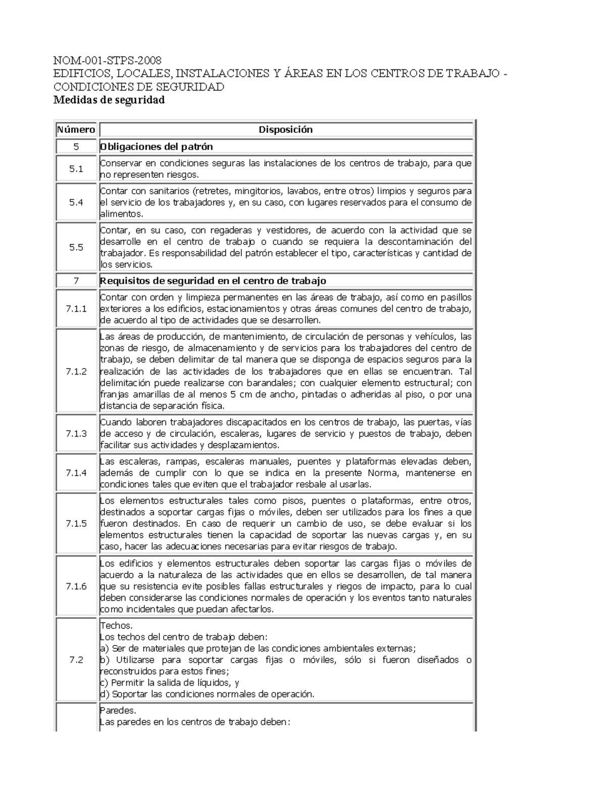 Medidas de seguridad NOM-001-STPS - NOM-001-STPS- EDIFICIOS, LOCALES ...