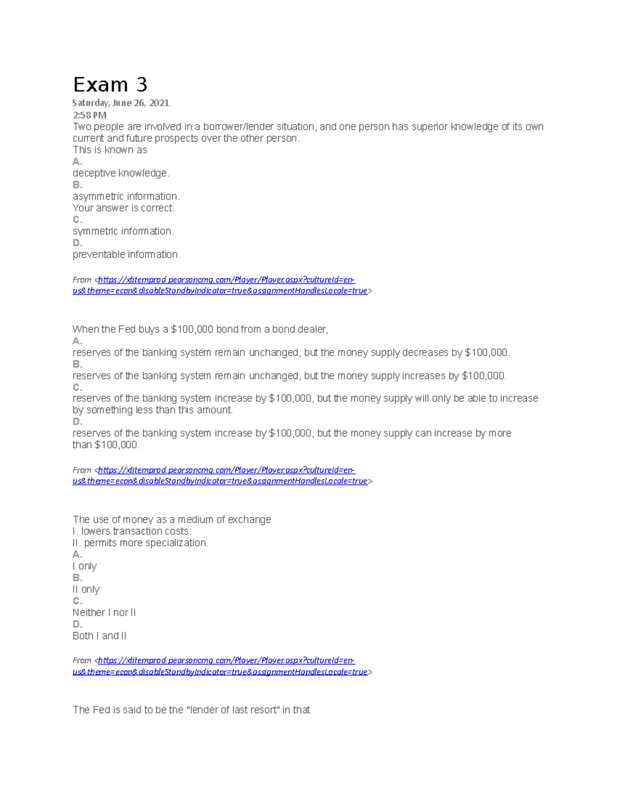 Macro Exam 3 - This will help with your exam. the numbers have changed ...