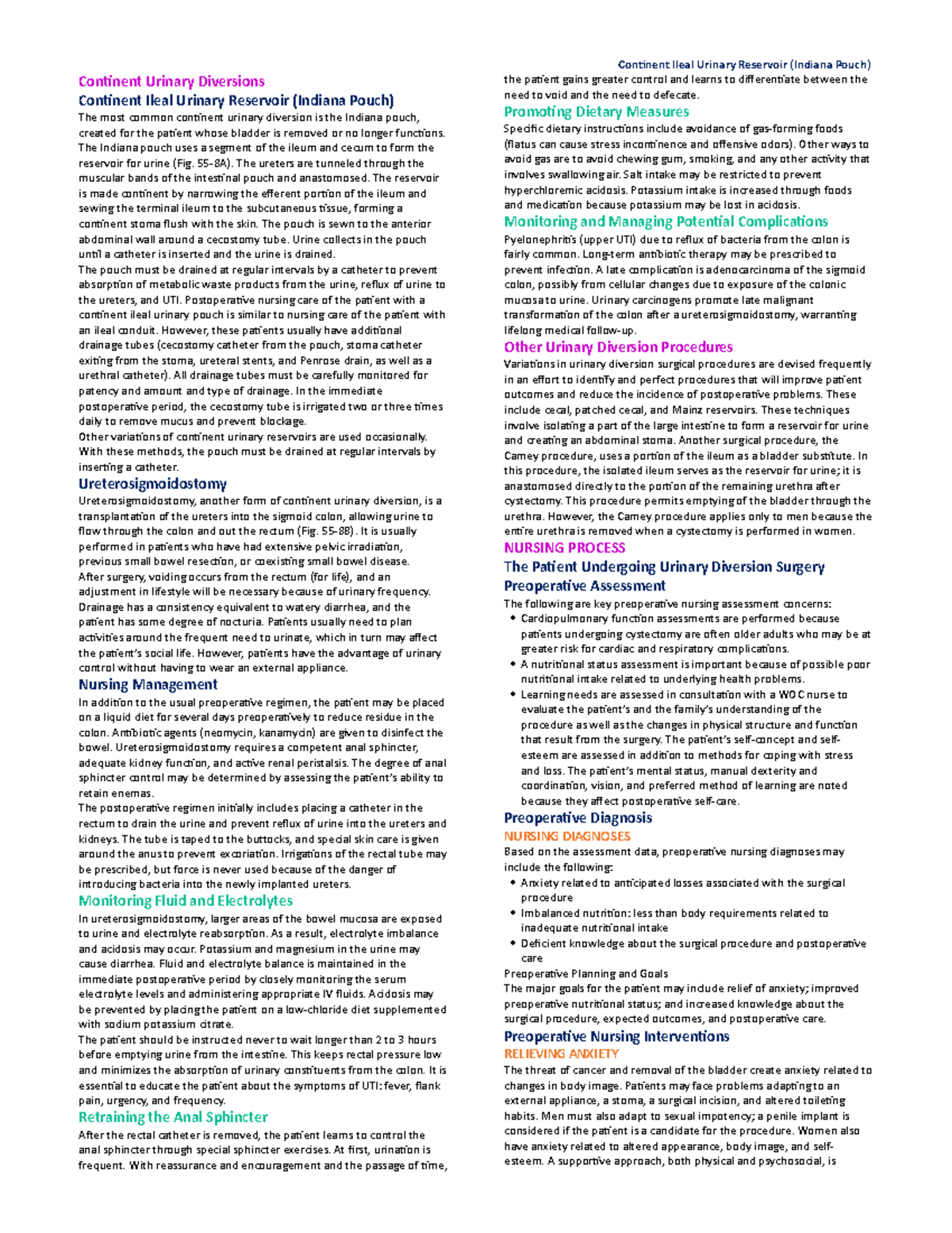 Continent Urinary Diversions - Continent Urinary Diversions Continent ...