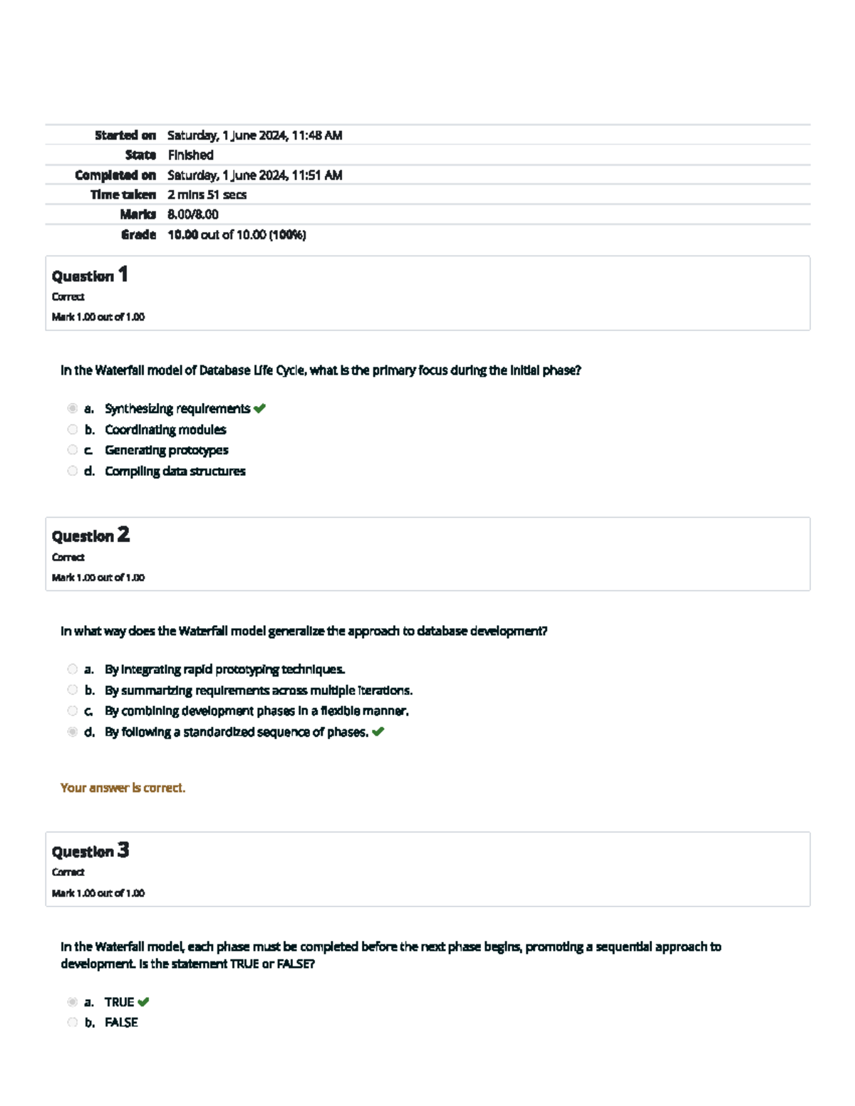 CS 2203-01 Self-Quiz Unit 8 - Started on Saturday, 1 June 2024, 11:48 AM State Finished ...