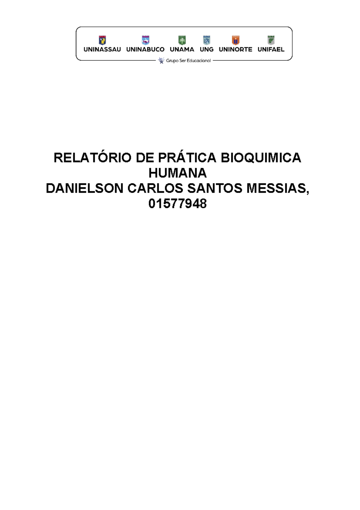 Relatório Prática Bioquímica Humana - - Studocu