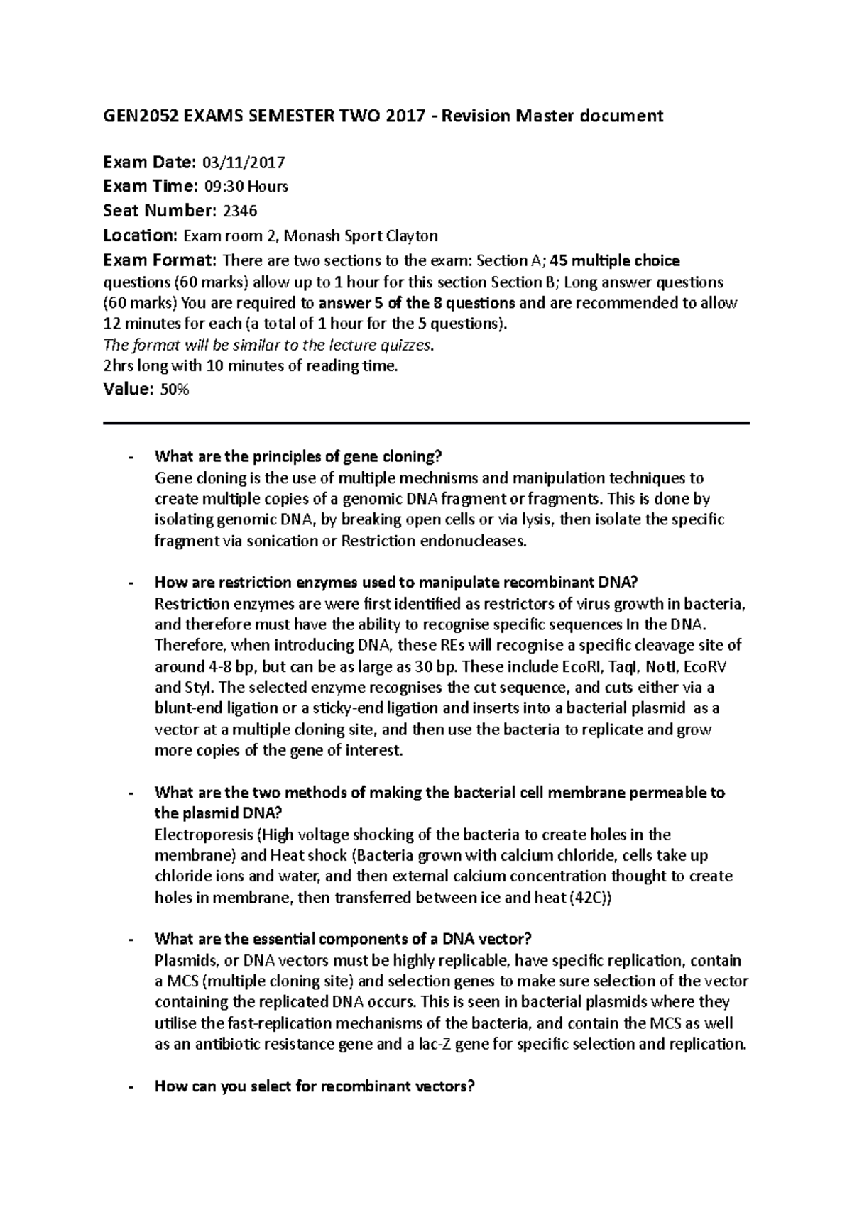 GEN2052 Revision Master Doc - GEN2052 EXAMS SEMESTER TWO 2017 Revision ...