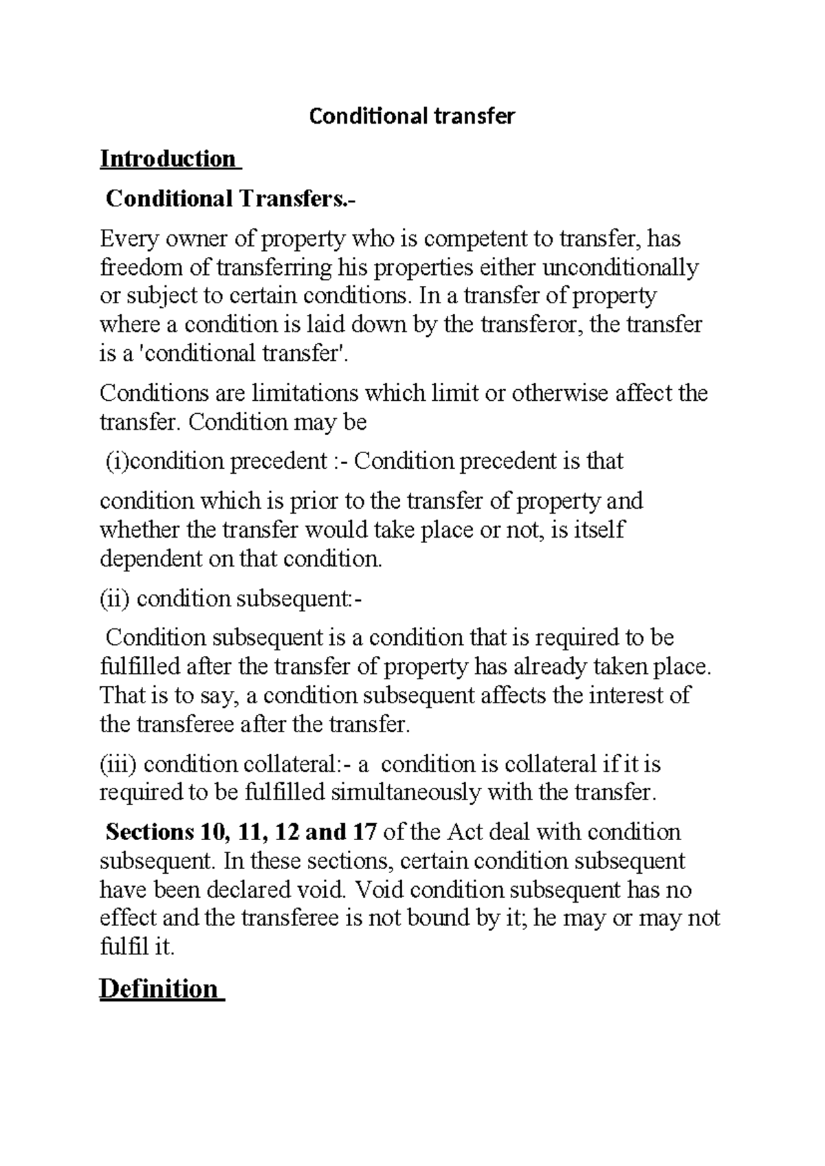 Conditional transfer - suit yourself - Conditional transfer ...