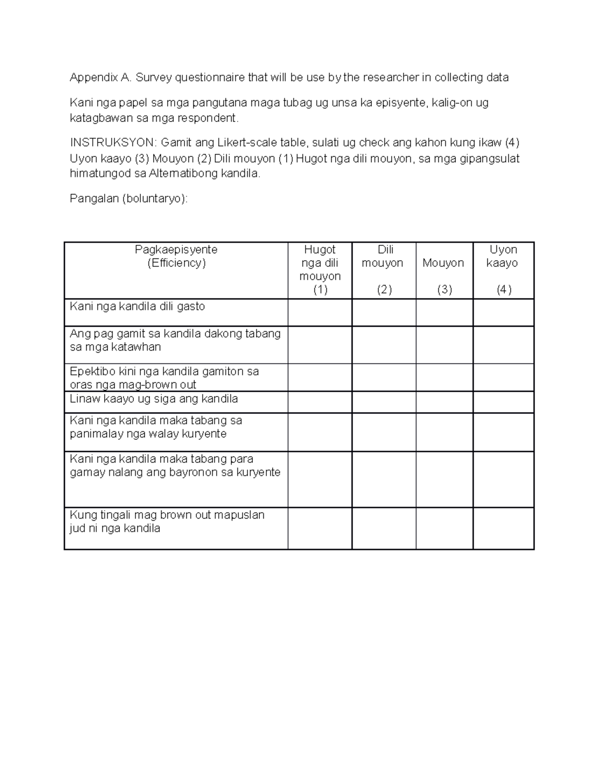 Inbound 566823627631676690 - Appendix A. Survey questionnaire that will ...