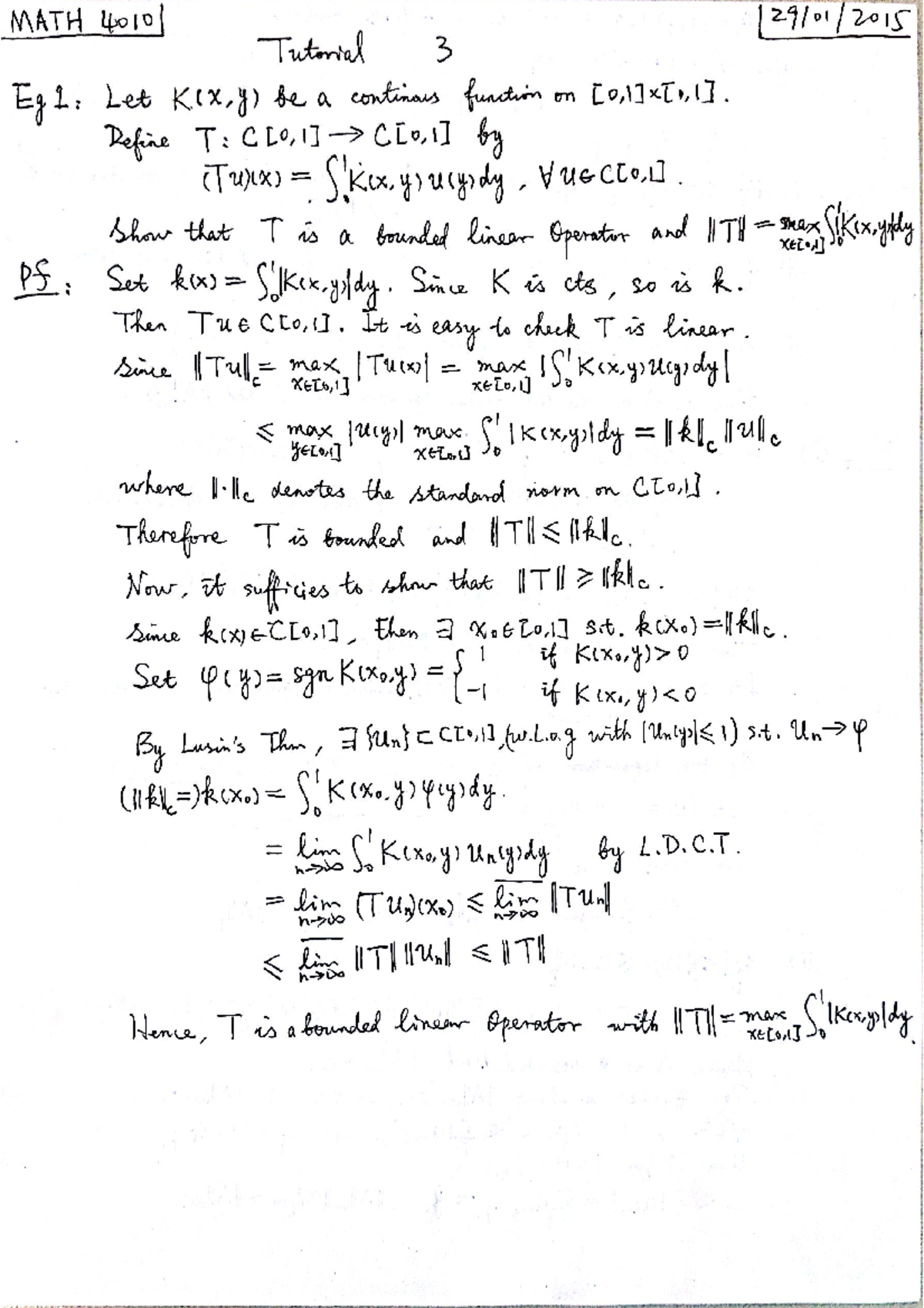 Tutorial 3 - Functional analysis - D A : / x A · ; B % - A/ K % = f ...