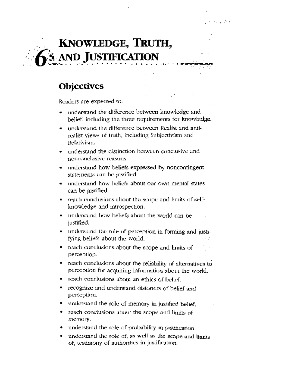 Barcalow Ch 6 - Knowledge, truth and justification - KNOWLEDGE, TRUTH ...