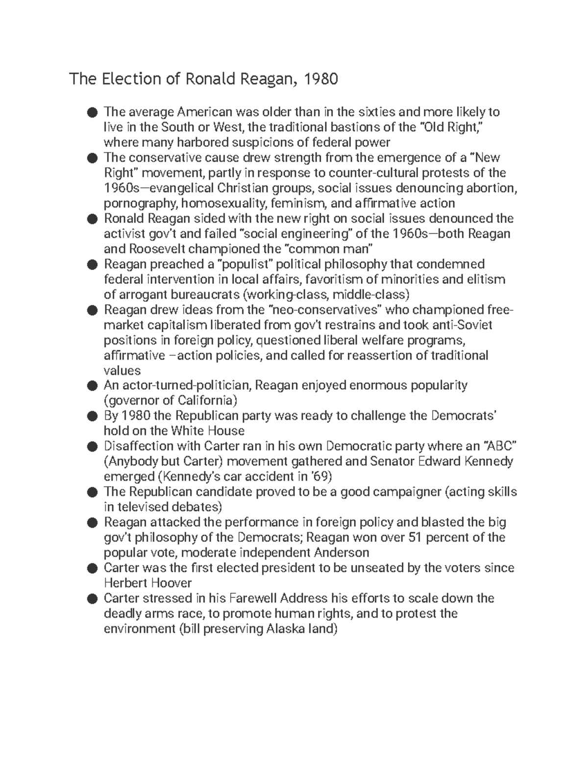 Chapter 41 of college us history 2 - The Election of Ronald Reagan ...