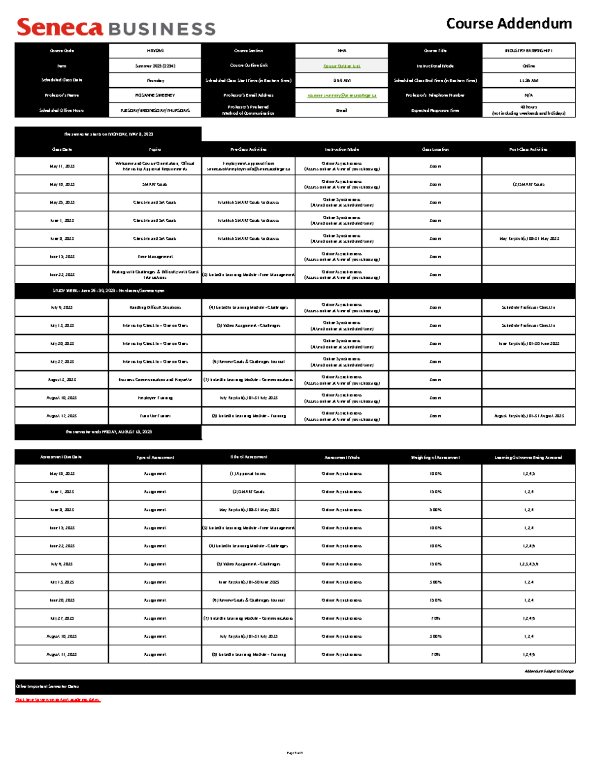 HTM250NHA Addendum 2234 Rosanne Sweeney - Course Addendum Course Code ...