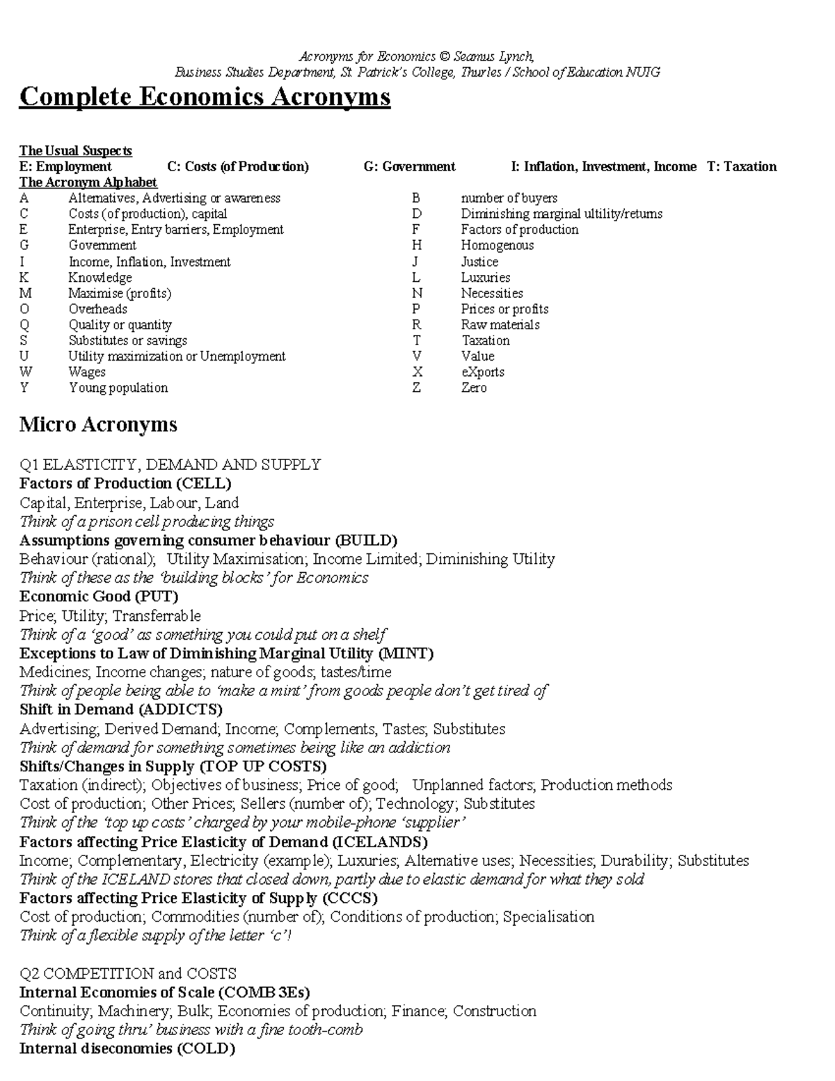 Economics acronyms - Business Studies Department, St. Patrick’s College ...