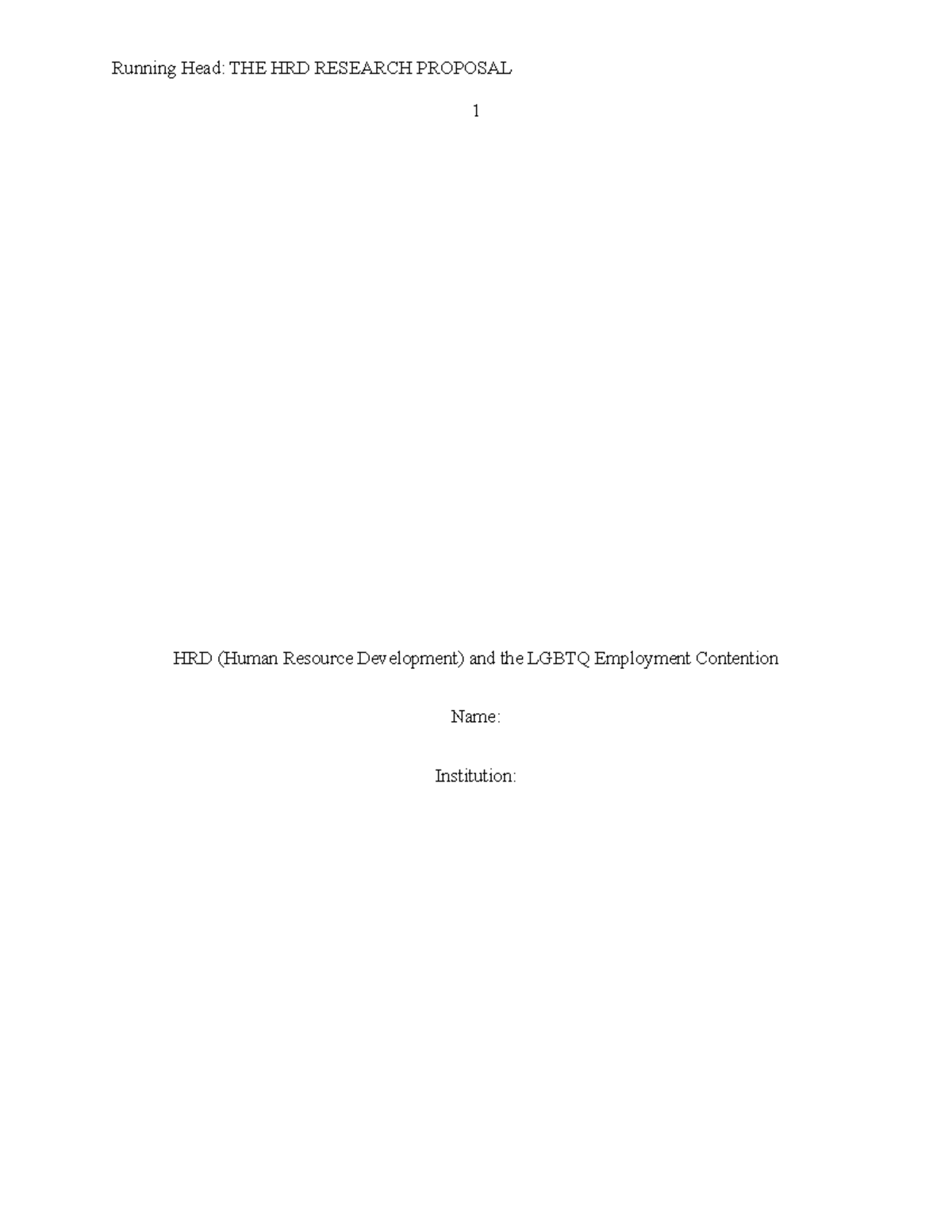 Strategic HRD Research Proposal - Running Head: THE HRD RESEARCH ...