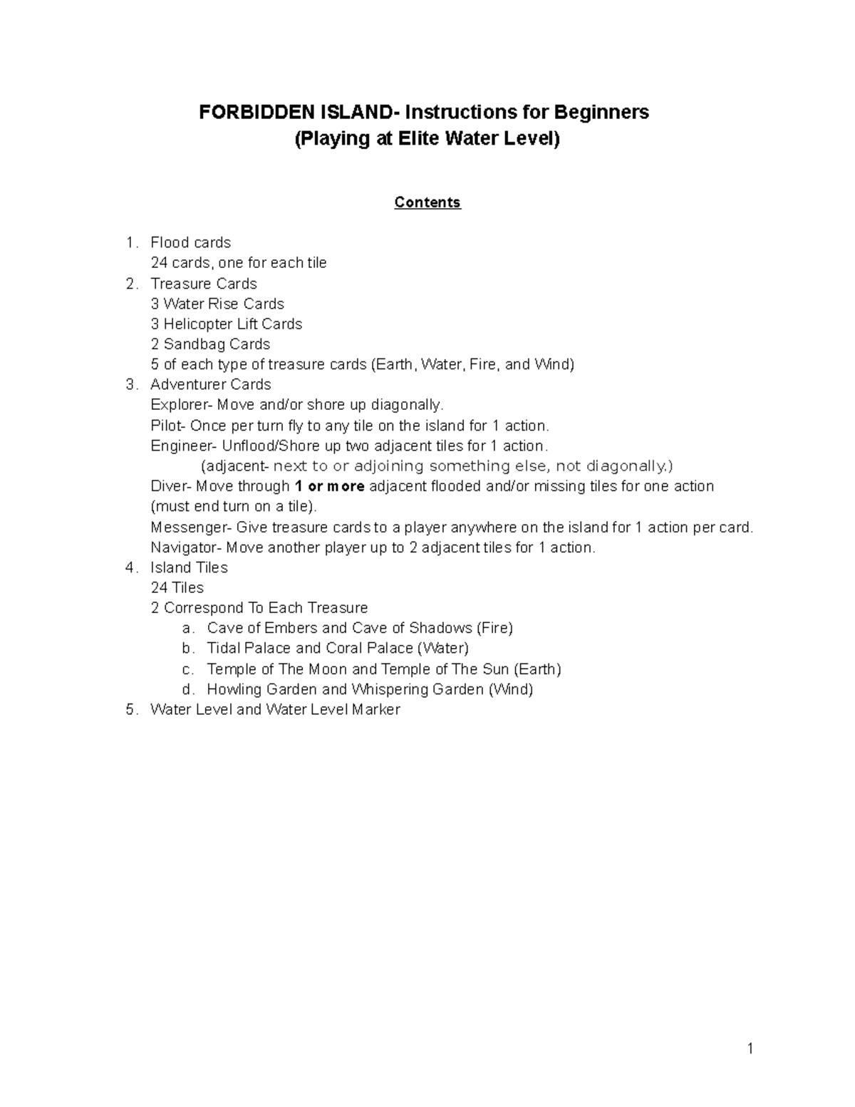 314 Instructions for Forbidden Island - FORBIDDEN ISLAND- Instructions ...