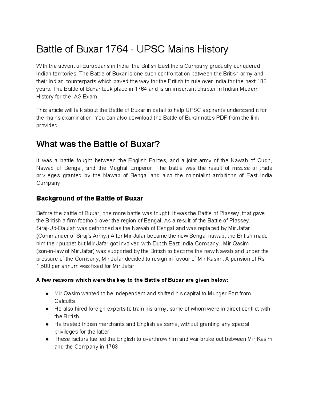 Battle-of-Buxar-1764-UPSC-Mains-History - Battle of Buxar 1764 - UPSC ...