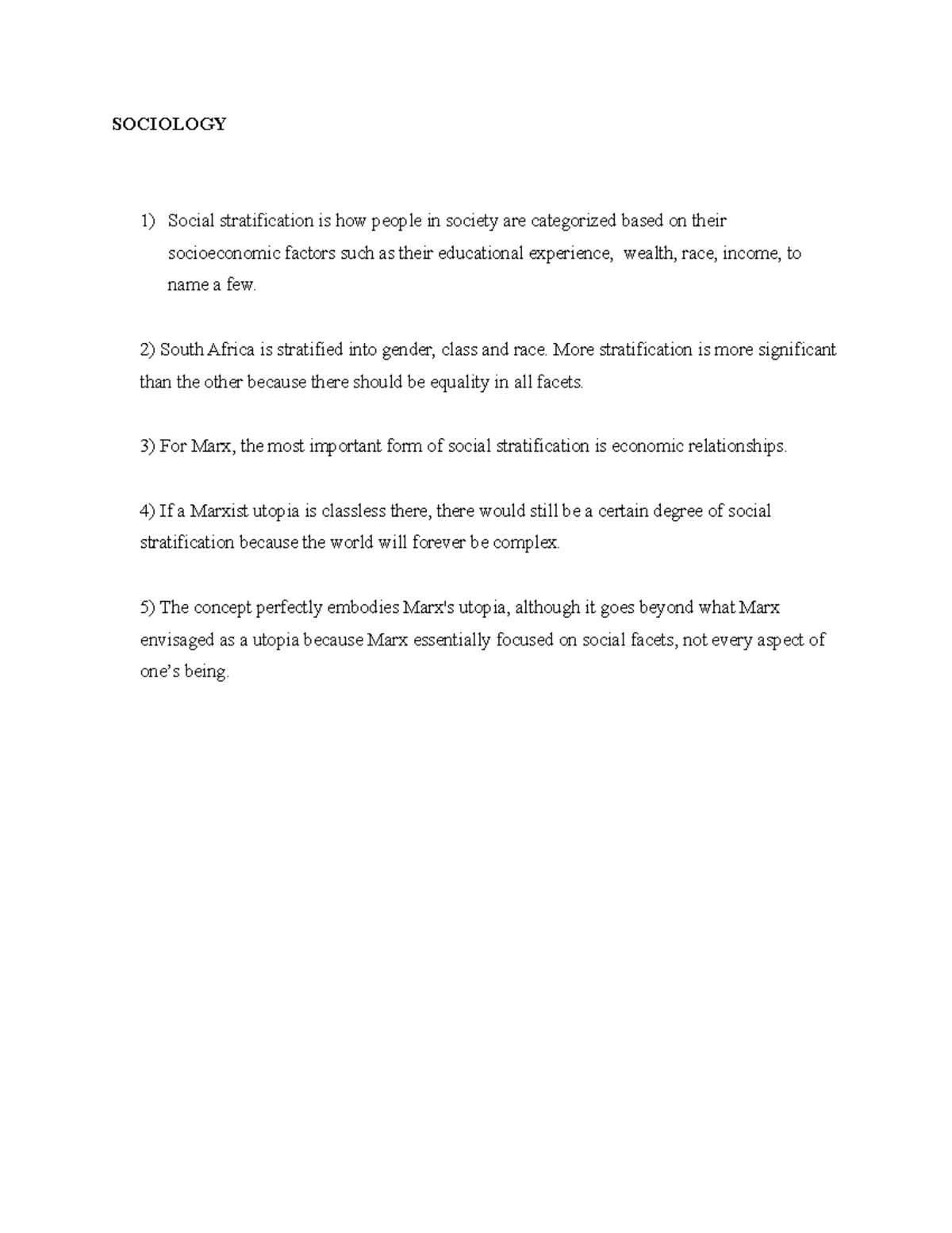 Sociology - Tutorial material - SOCIOLOGY Social stratification is how ...