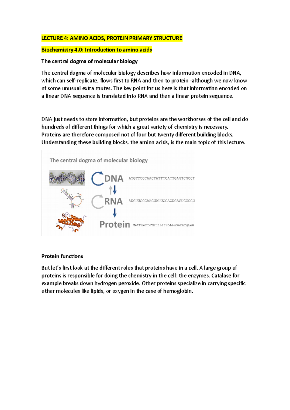 Biochemistry module 4 Amino Acids, Protein Primary Structure - LECTURE ...