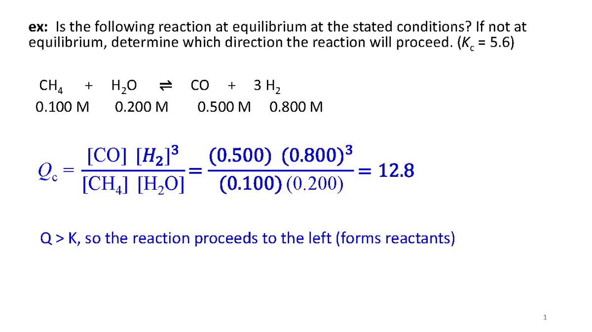 Module 3B-Chemical Equilibrium Examples Solutions - ex: Is the ...