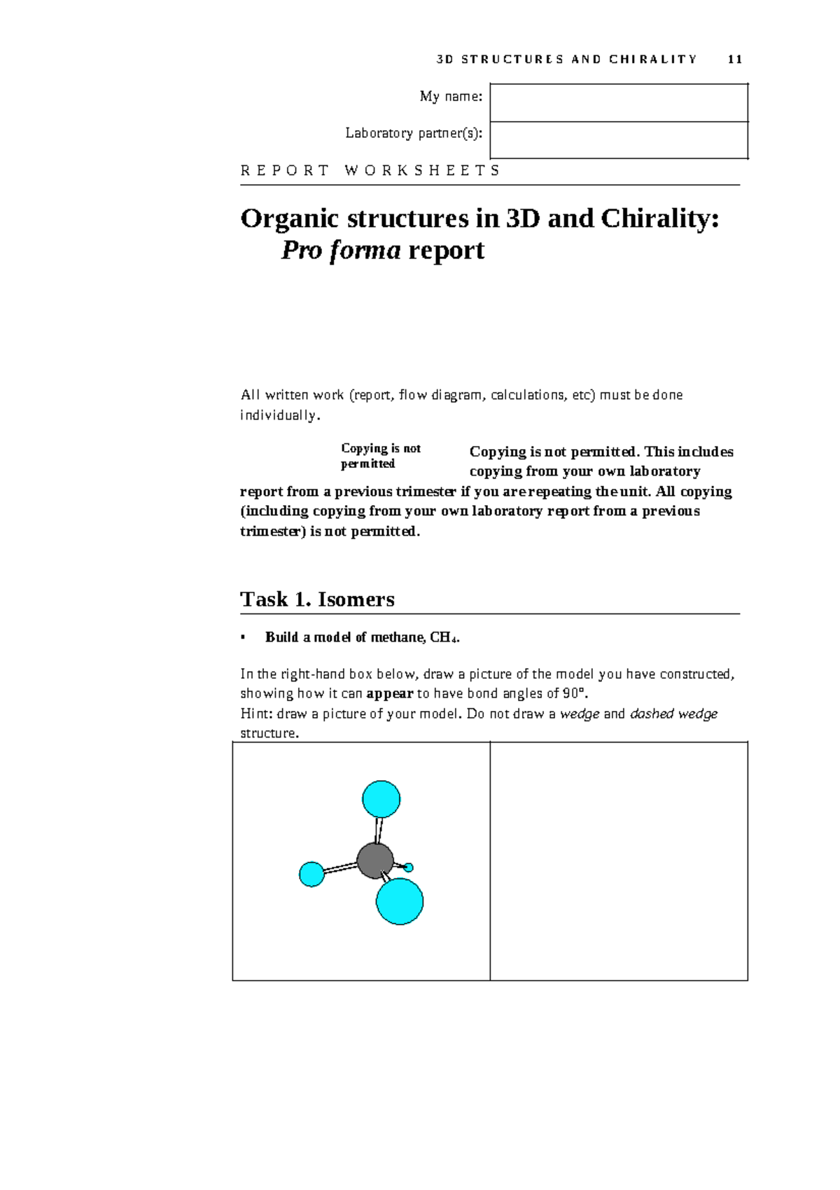 Ex 1 organic models 3D structure report - My name: Laboratory partner(s ...