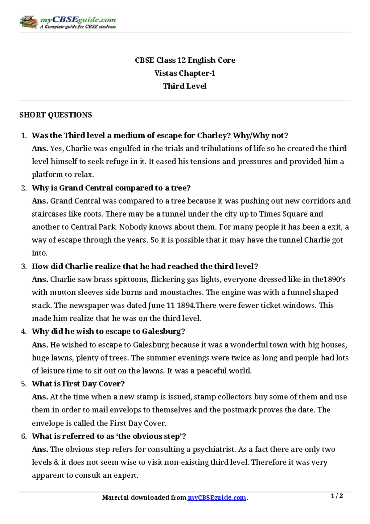 The Third Level - Material downloaded from myCBSEguide. 1 / 2 CBSE ...